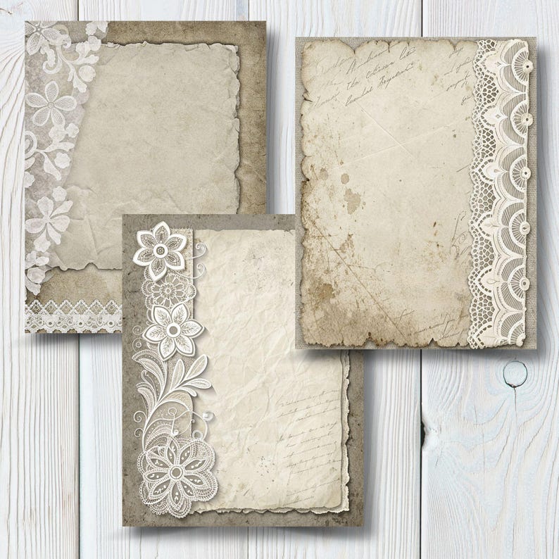 Grunge Antique Lace Digital Paper: Shabby Chic Ephemera (set-1 ...