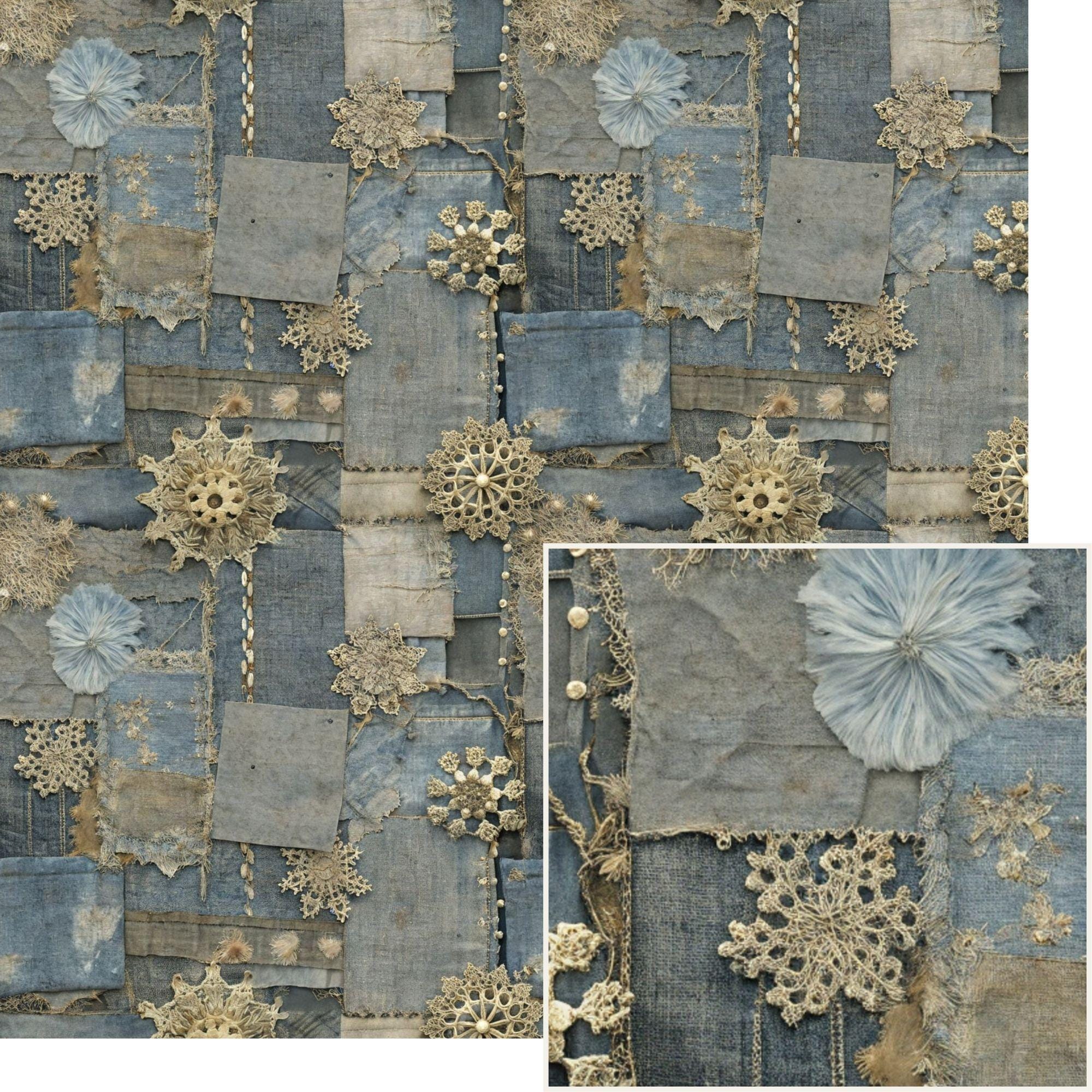 Seamless Digital Paper | Lace Denim Pattern | Wrapping Paper Set 4 - Etsy