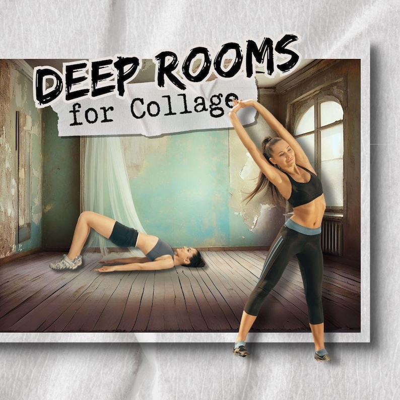 Distressed House: Empty Abandoned Rooms Backgrounds for Collage Sheet ...