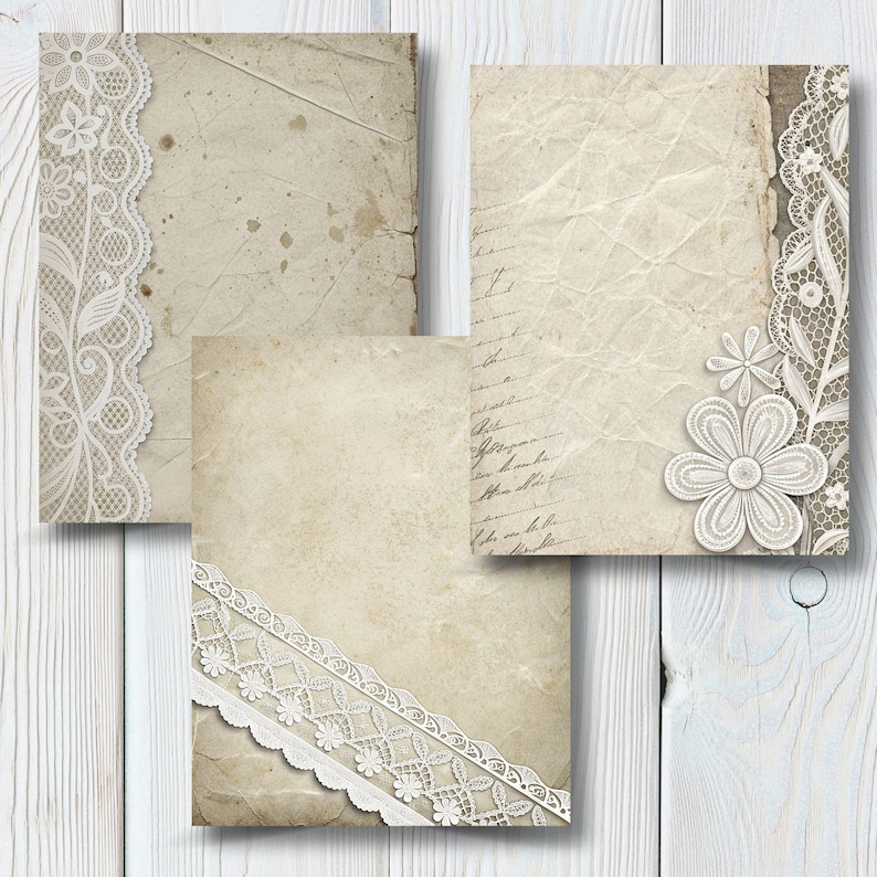 Grunge Antique Lace Digital Paper: Shabby Chic Ephemera (set-1 ...