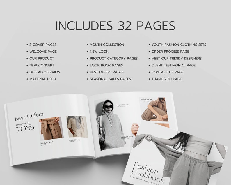Fashion Lookbook Magazine Template: US Letter Size Canva (digital ...