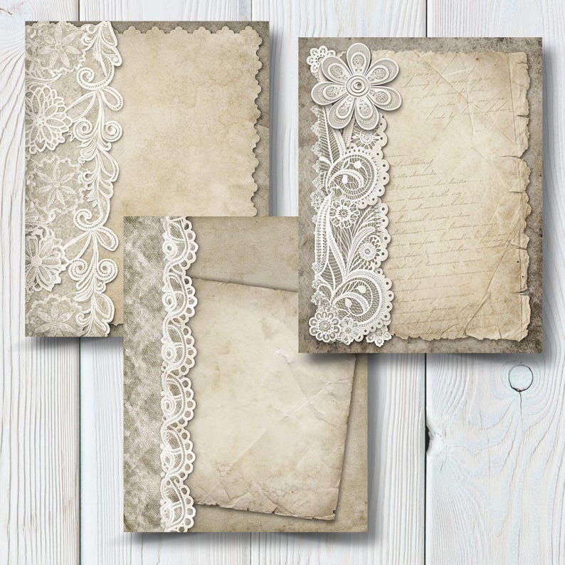 Grunge Antique Lace Digital Paper: Shabby Chic Ephemera (set-1 ...