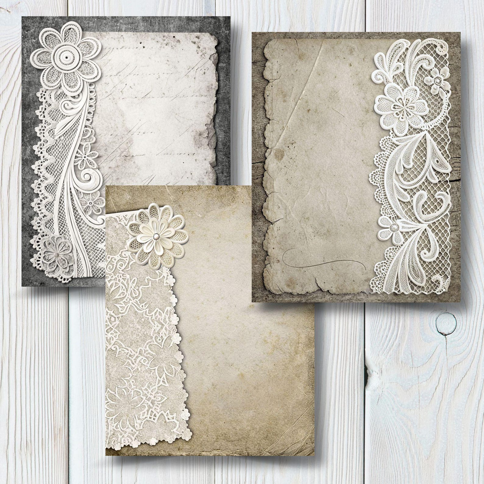 Shabby Chic Lace Digital Paper | Vintage Texture Backgrounds (set-2) - Etsy