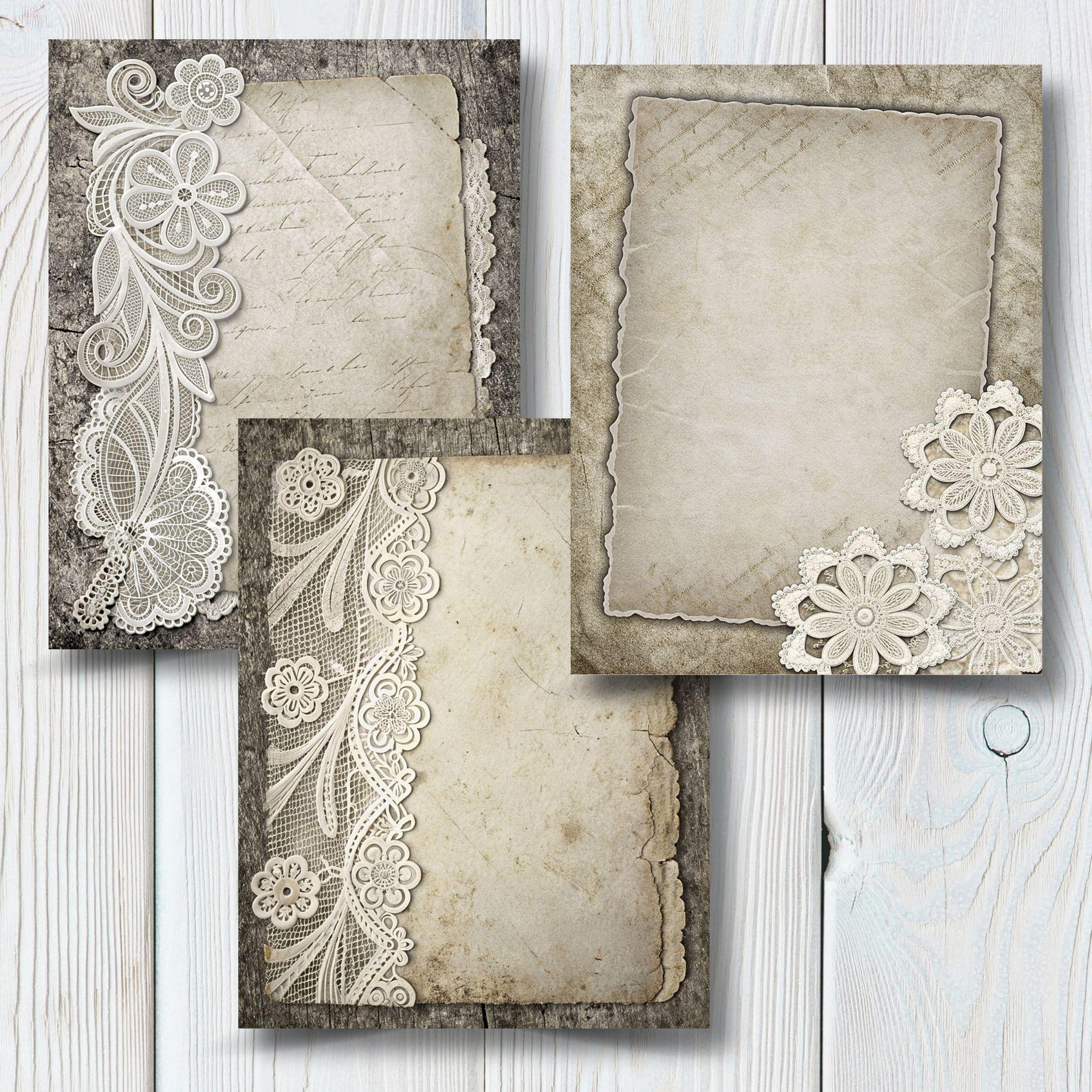 Shabby Chic Lace Digital Paper | Vintage Texture Backgrounds (set-2) - Etsy