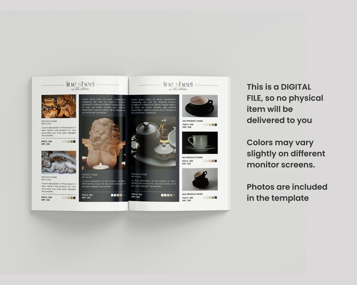 Wholesale Line Sheet Product Catalog Template Gift Guide Canva Editable ...