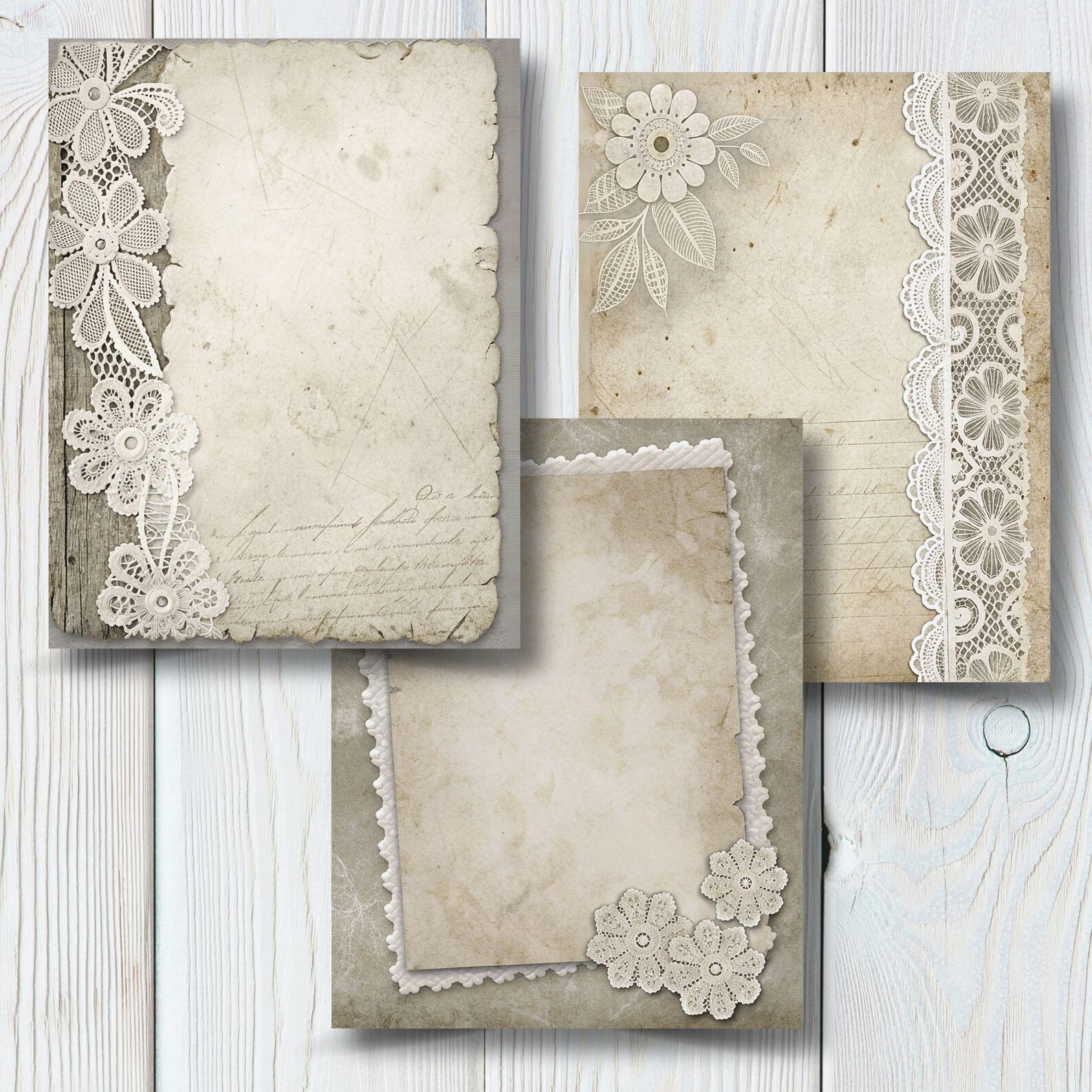 Shabby Chic Lace Digital Paper | Vintage Texture Backgrounds (set-2) - Etsy