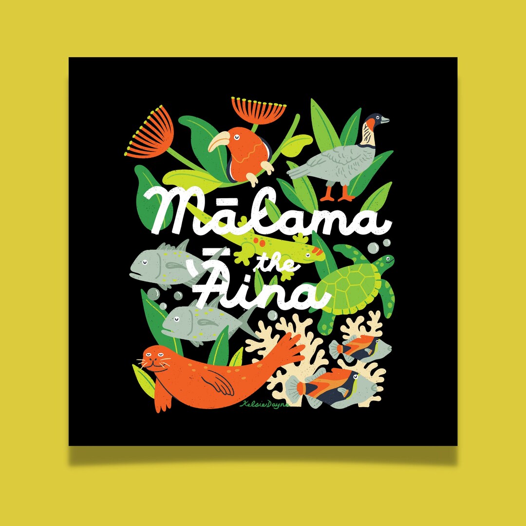 Mālama the 'aina Art Print, Hawaii Art, Hawaii Art Poster, Hawaiian ...