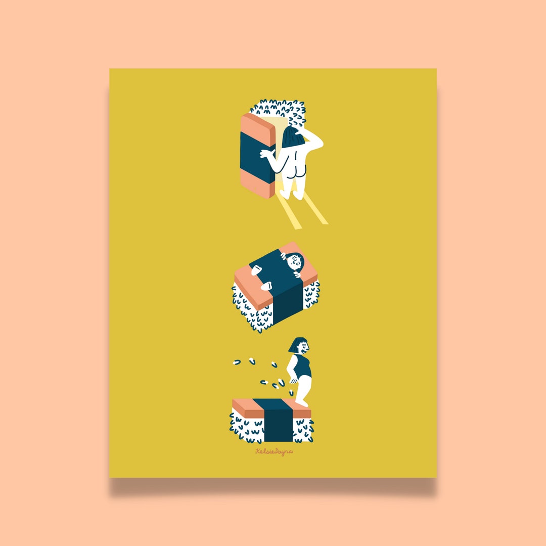 Spam Musubi Art Print, Eat Sleep Surf Poster, Spam Musubi, Hawaii Art ...