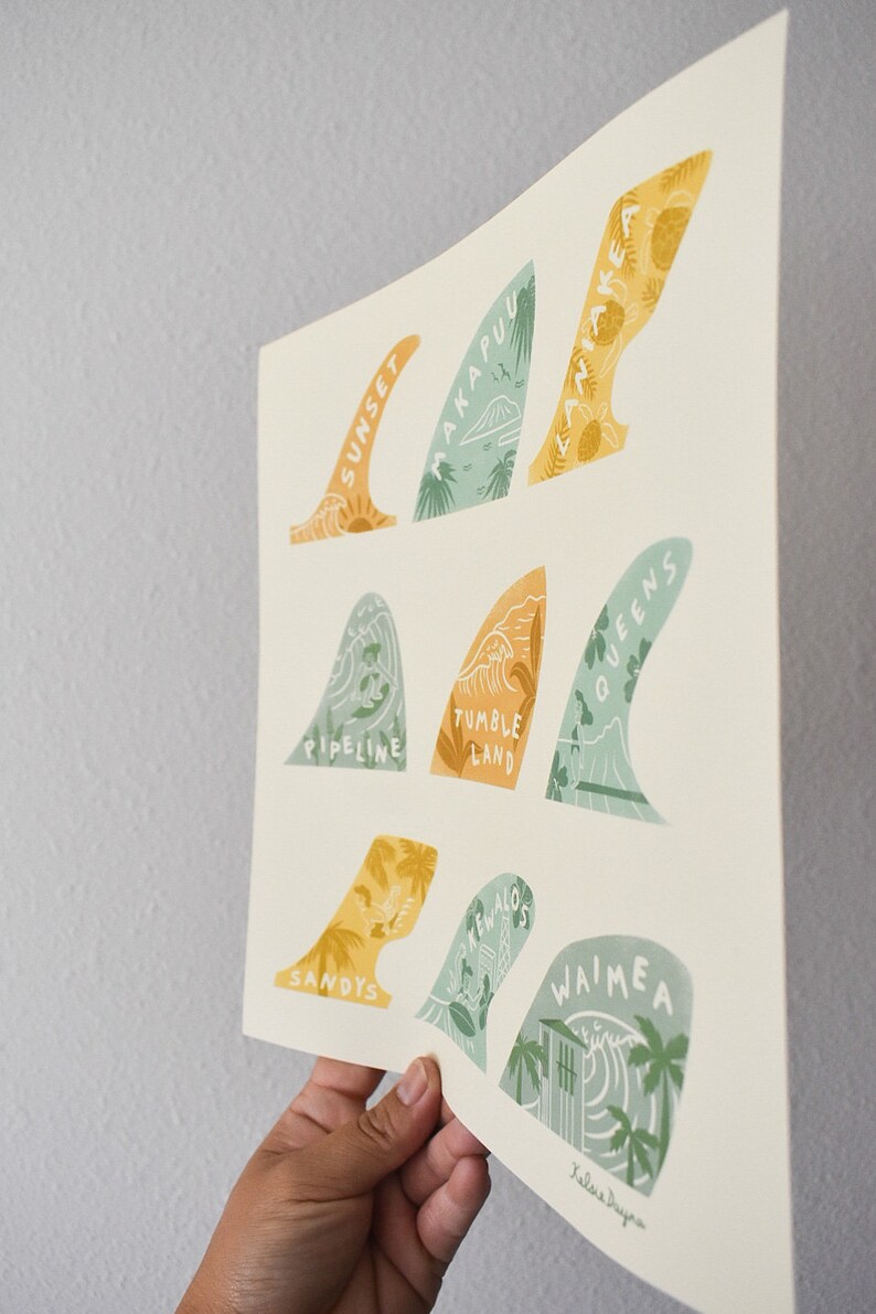 Oahu Surf Spots Poster, Surf Poster, Surf Art, Hawaii Art, Oahu, Hawaii ...