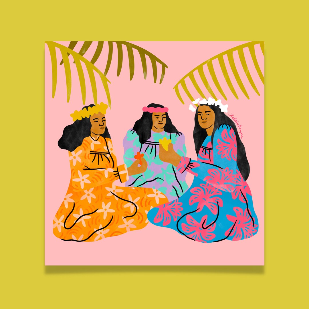 Mu'umu'u and Side Eye, Hawaii Art, Hawaii Poster, Hawaiian Art, Mu'umu ...