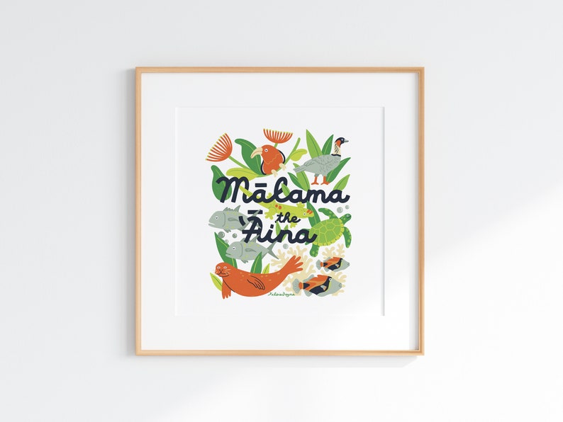 Mālama the Aina Art Print, Hawaiian Art, Hawaii Art, Animal Poster - Etsy