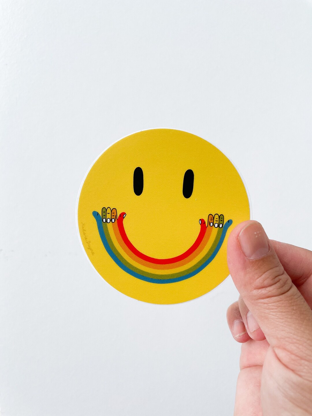 Rainbow Shaka Happy Face Sticker, Shaka Sticker, Happy Face Sticker ...