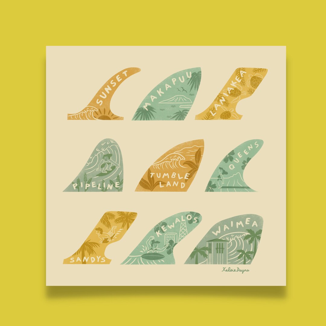 Oahu Surf Spots Poster, Surf Poster, Surf Art, Hawaii Art, Oahu, Hawaii ...
