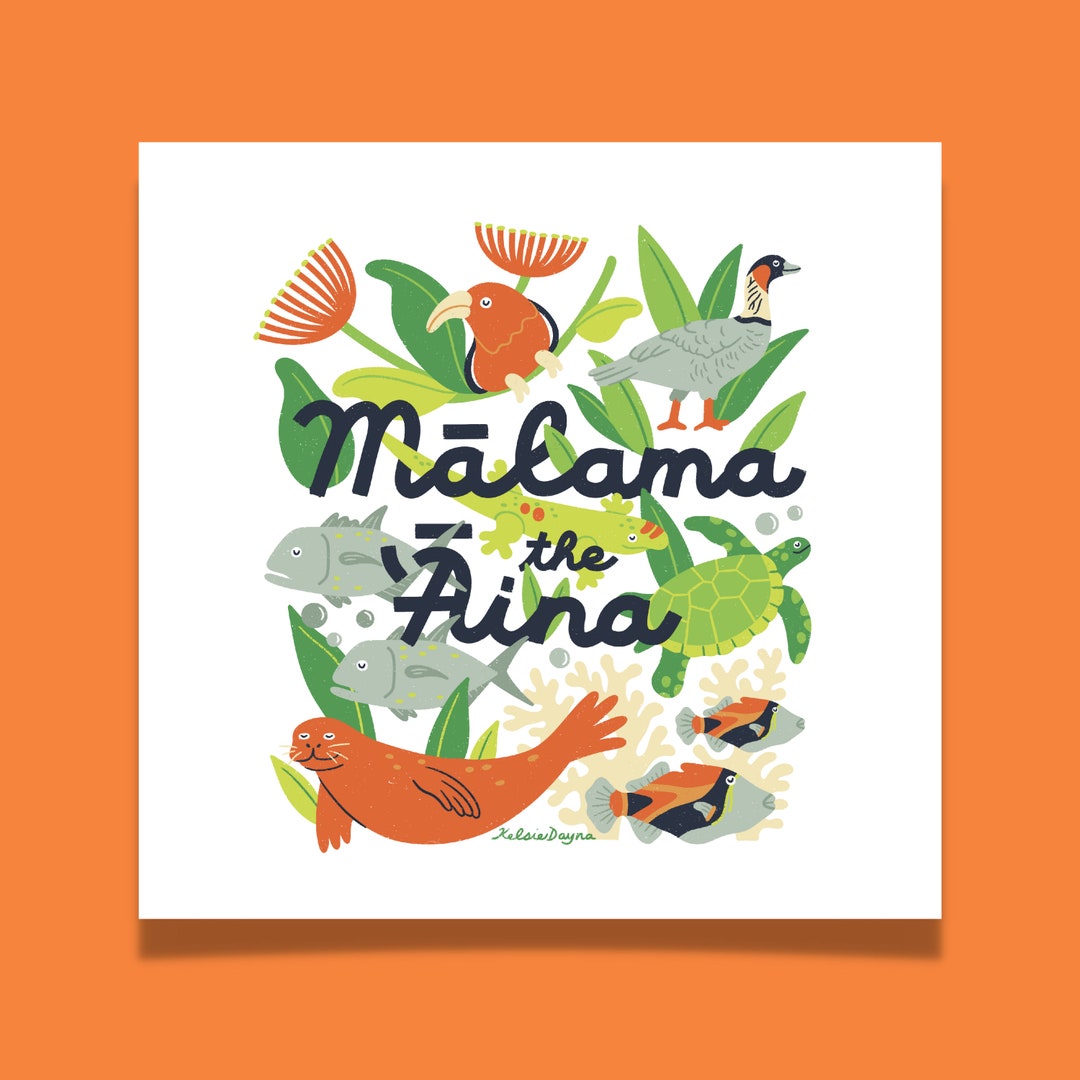 Mālama the Aina Art Print, Hawaiian Art, Hawaii Art, Animal Poster - Etsy
