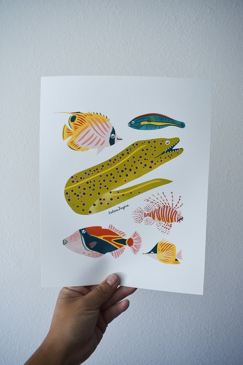 Hawaiian Fish Art Print Hawaii Art Marine Life Art Fish | Etsy