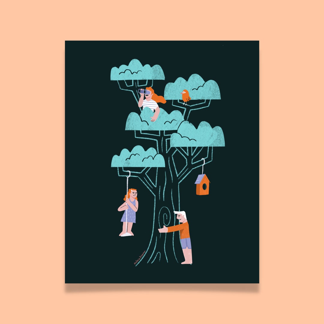 Tree Huggers Art Print Tree Lovers Hug A Tree Hawaii Art - Etsy