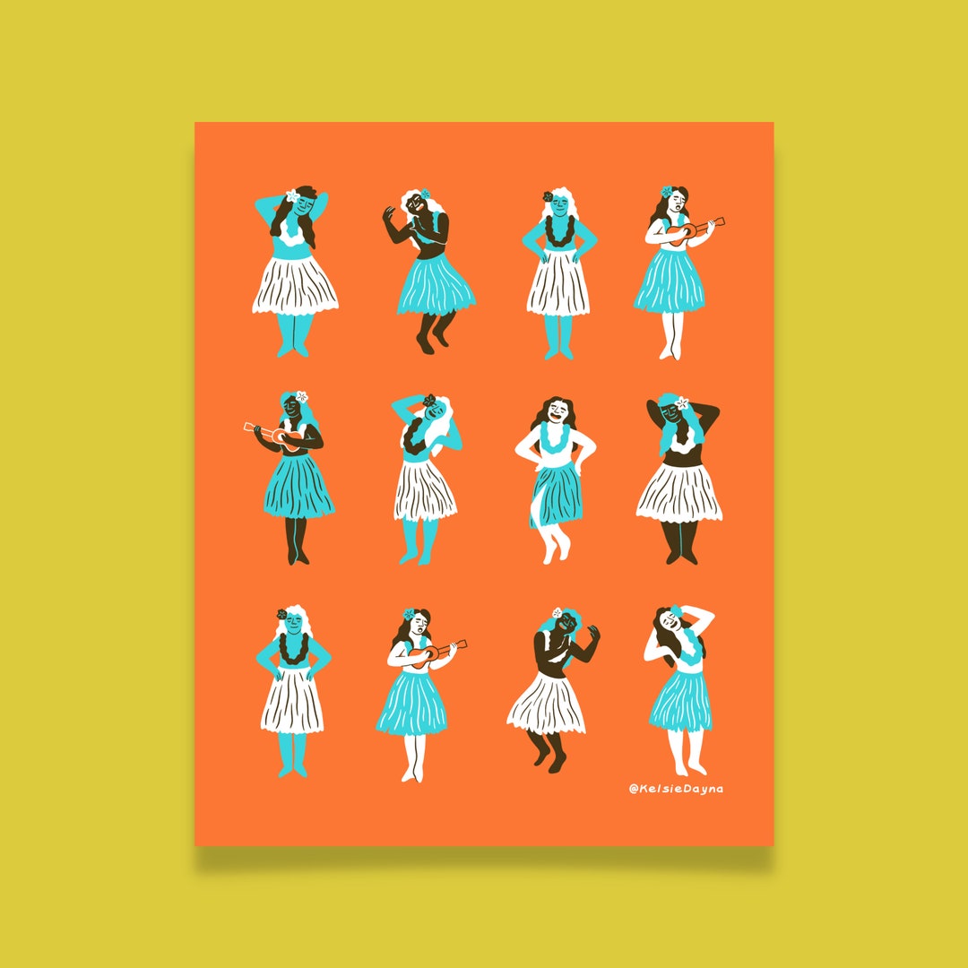 Hula Girls Art Print, Hawaii Art, Hawaiian Art, Hawaii Poster, Hula ...