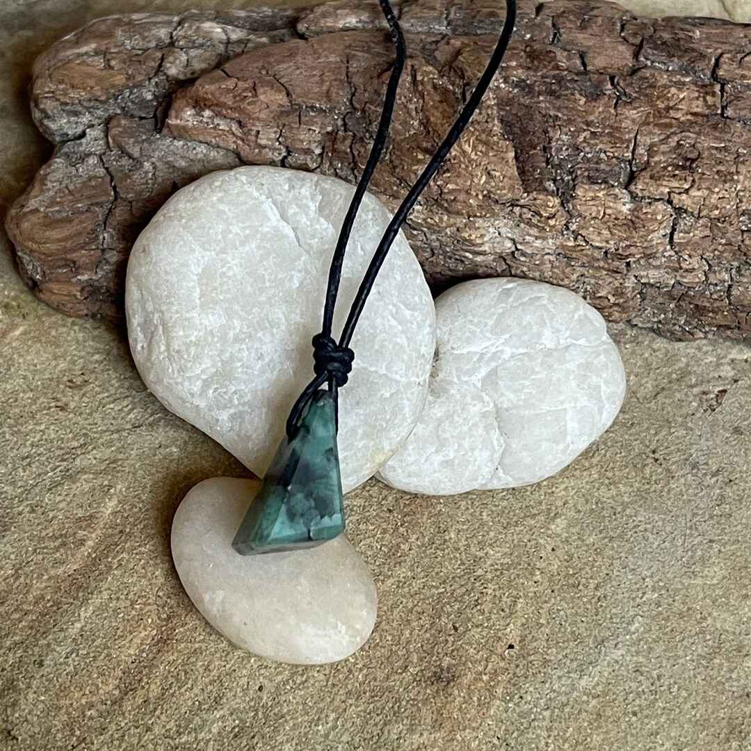 Small Freeform Raw Emerald Necklace, May Birthstone, Leather Cord ...