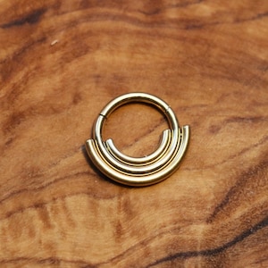 Stack Hinged Segment Septum Ring | Gold PVD and Surgical Steel | 1.2mm ...