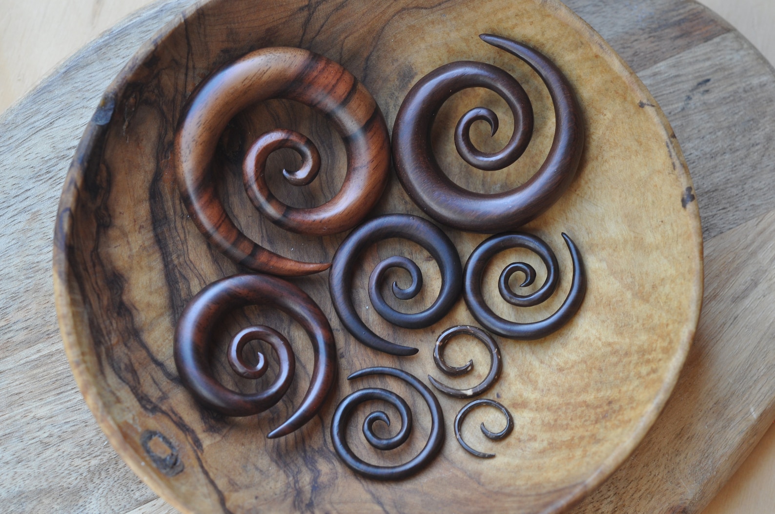 Tribal Wood Spiral Ear Expanders / Stretchers - Etsy