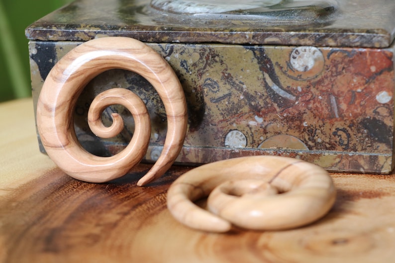 Olive Wood Spiral Ear Expanders 4 6 8 10 & 12mm Sold - Etsy