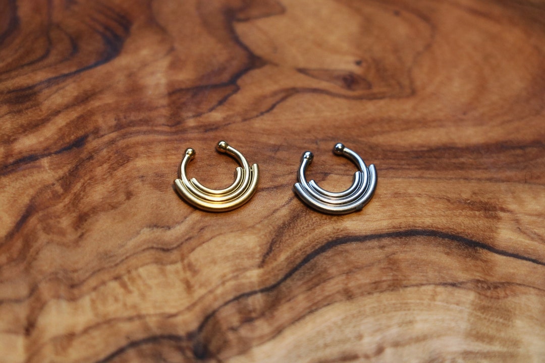 Stacked False Septum Ring | Gold and Silver Surgical Steel - Etsy