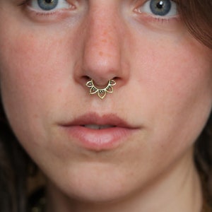 Lotus Flower Septum Ring | Brass & Sterling Silver | 1mm / 18 Gauge - Etsy