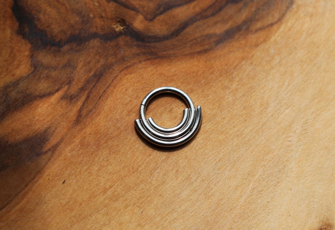 Stack Hinged Segment Septum Ring | Gold PVD and Surgical Steel | 1.2mm ...