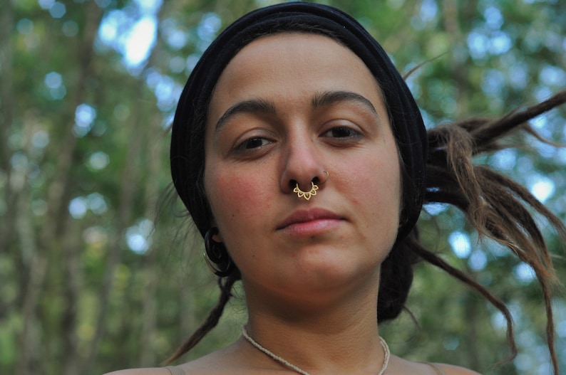 Lotus Flower False Septum Ring | Brass & Sterling Silver - Etsy
