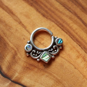 Ornate Abalone Shell Brass Septum Ring | 1mm / 18 Gauge - Etsy