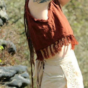 Tassel Earthy Crop Top | Raw Cotton | Forest Green | Rust Red - Etsy