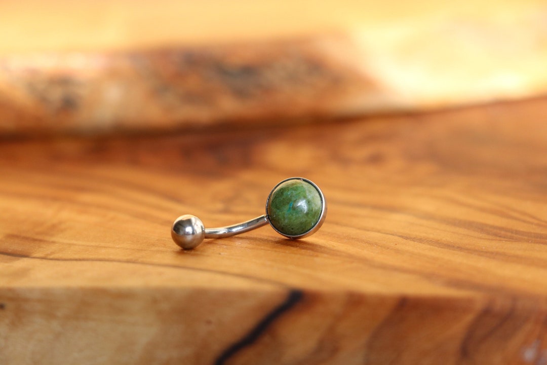 African Jade or Amethyst Belly / Navel Bar Surgical Steel - Etsy