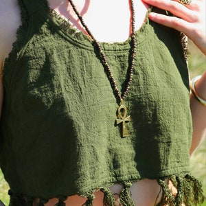 Tassel Earthy Crop Top | Raw Cotton | Rust Red | Forest Green - Etsy