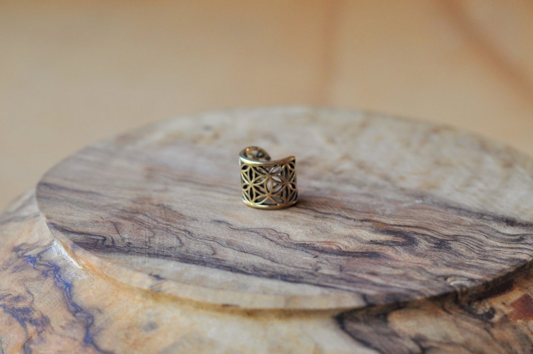 Flower of Life Print Dread Cuff | Spiral Cuff - Etsy
