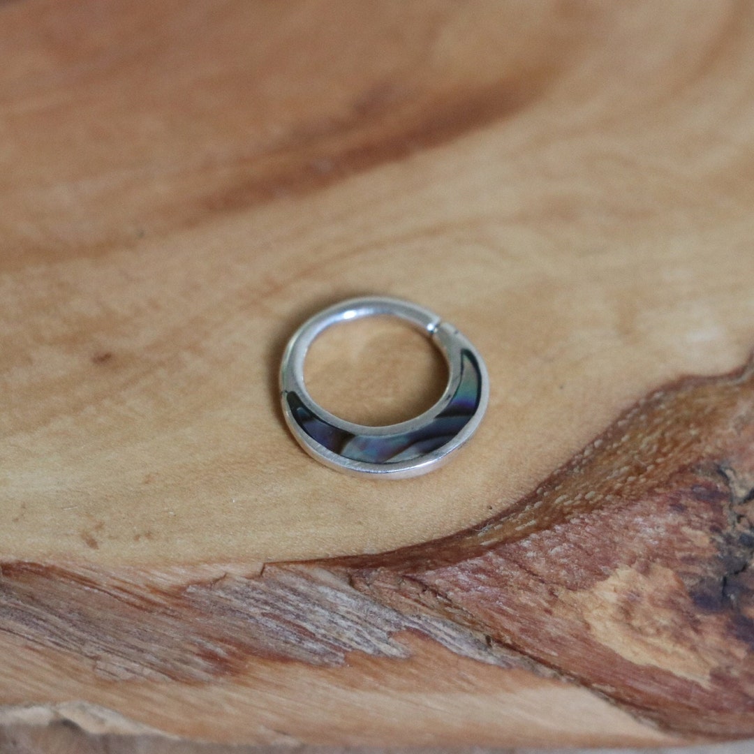 Abalone Shell Septum Ring Brass & Sterling Silver Daith Helix 1mm / 18 ...