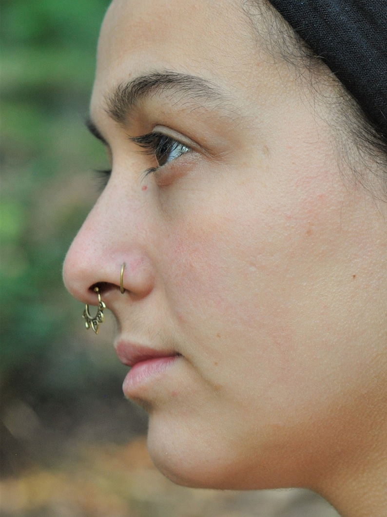 Lotus Flower False Septum Ring | Brass & Sterling Silver - Etsy