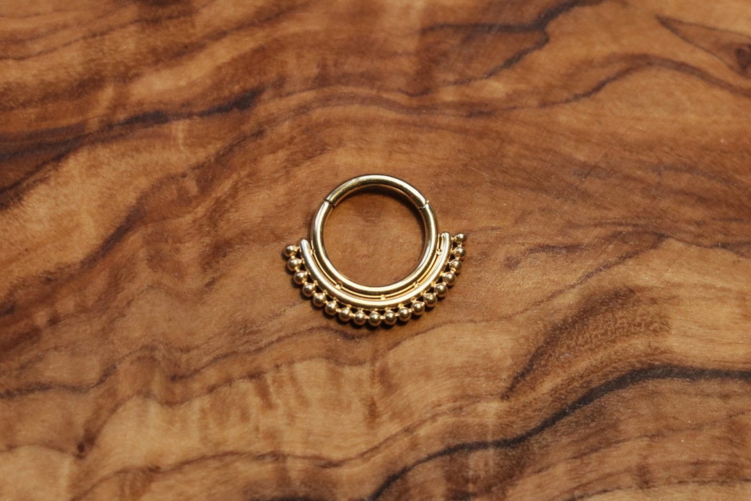 Indian Style Hinged Segment Septum Ring | Gold PVD and Surgical Steel ...
