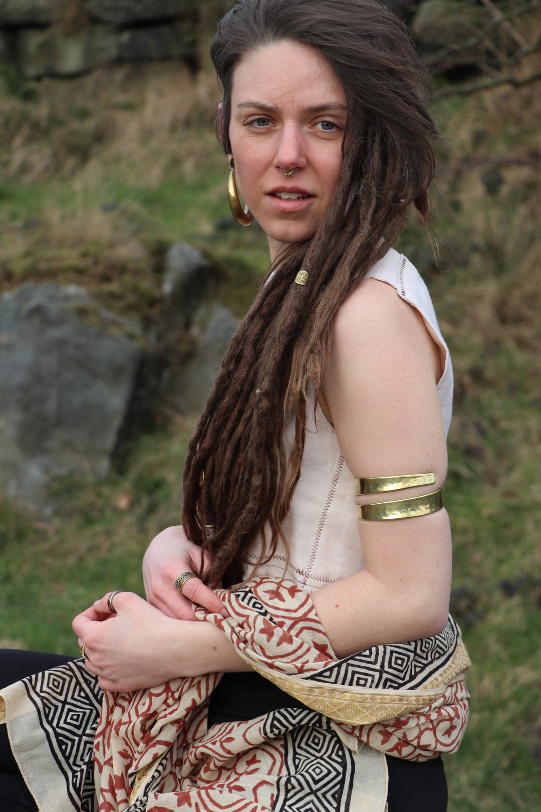 Wraparound Armlet Brass Armband Hammered Effect - Etsy