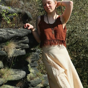 Tassel Earthy Crop Top | Raw Cotton | Rust Red | Forest Green - Etsy