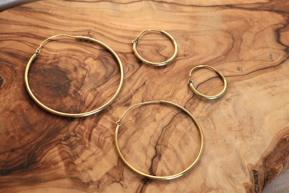 Classic Brass Hoops 4 Sizes Available Tribal Soul - Etsy