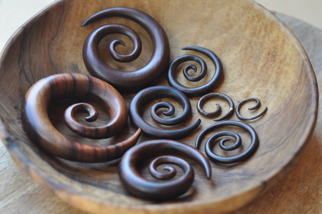 Tribal Wood Spiral | Ear Expanders / Stretchers - Etsy