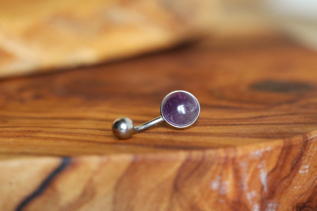 Amethyst or African Jade Belly / Navel Bar | Surgical Steel - Etsy