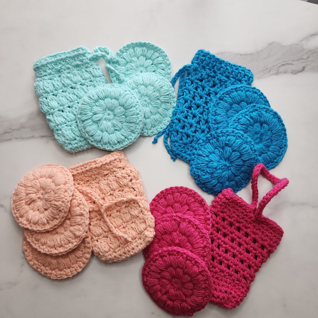 Crochet Soap Saverface Scrubbie Set Handmade Bath Set Reusable Face Scrubbies Crocheted Soap