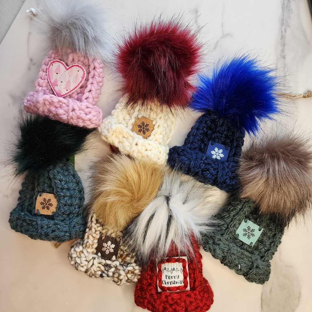 Crochet Bottle Topper, Crochet Mini Hat Ornament, Crochet Tiny Toque ...