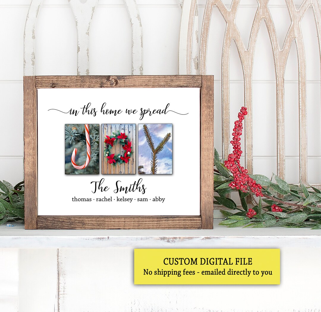 Printable JOY Christmas Sign, Personalized Family Holiday Sign, JOY ...