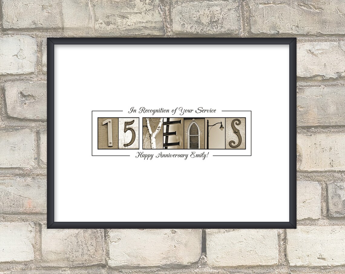 15 Year Work Anniversary Gift Personalized Employee Recognition Gift ...