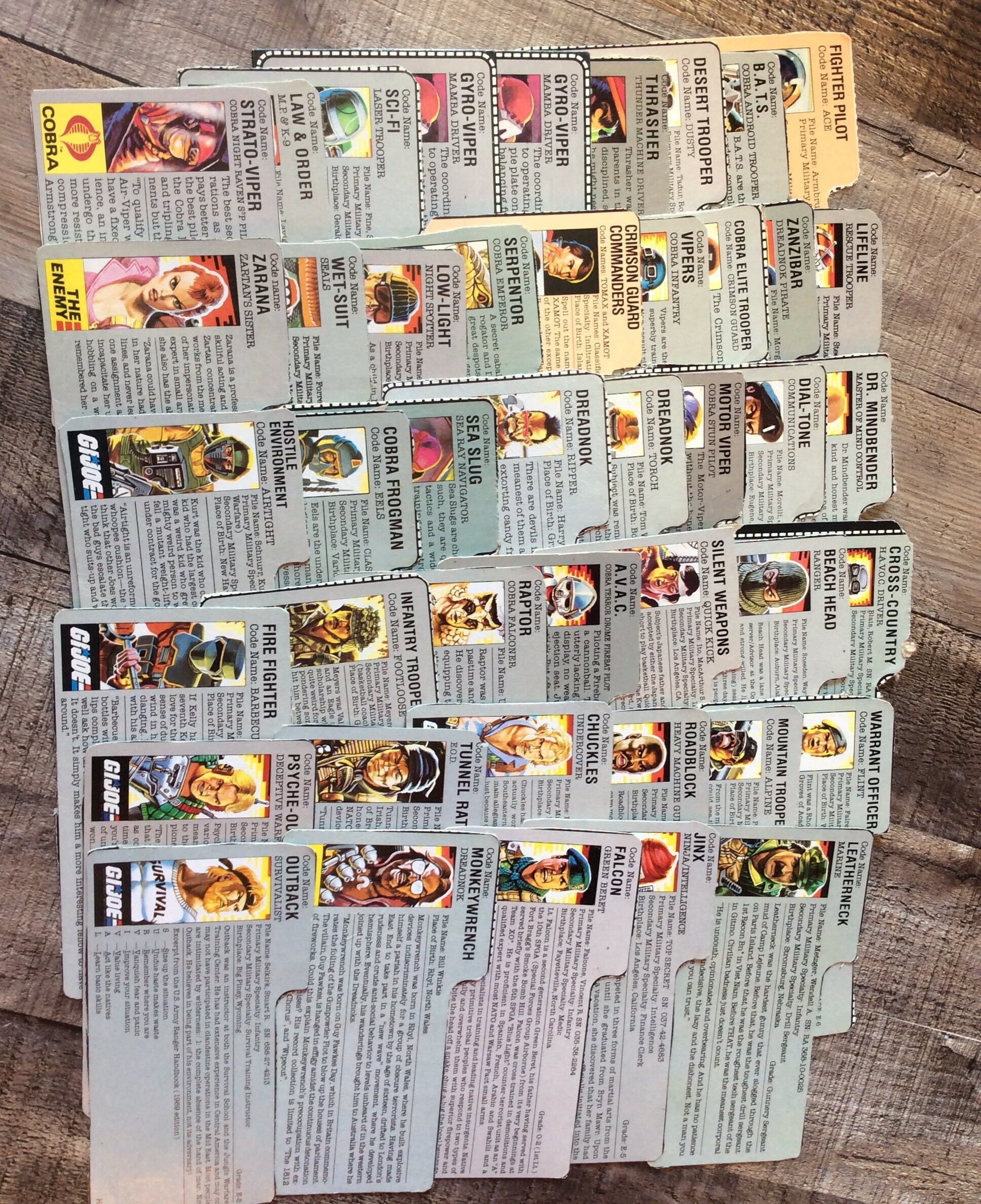 Vintage GI Joe File Cards, Lot of GI Joe Fact Cards 1980's, Vintage GI ...