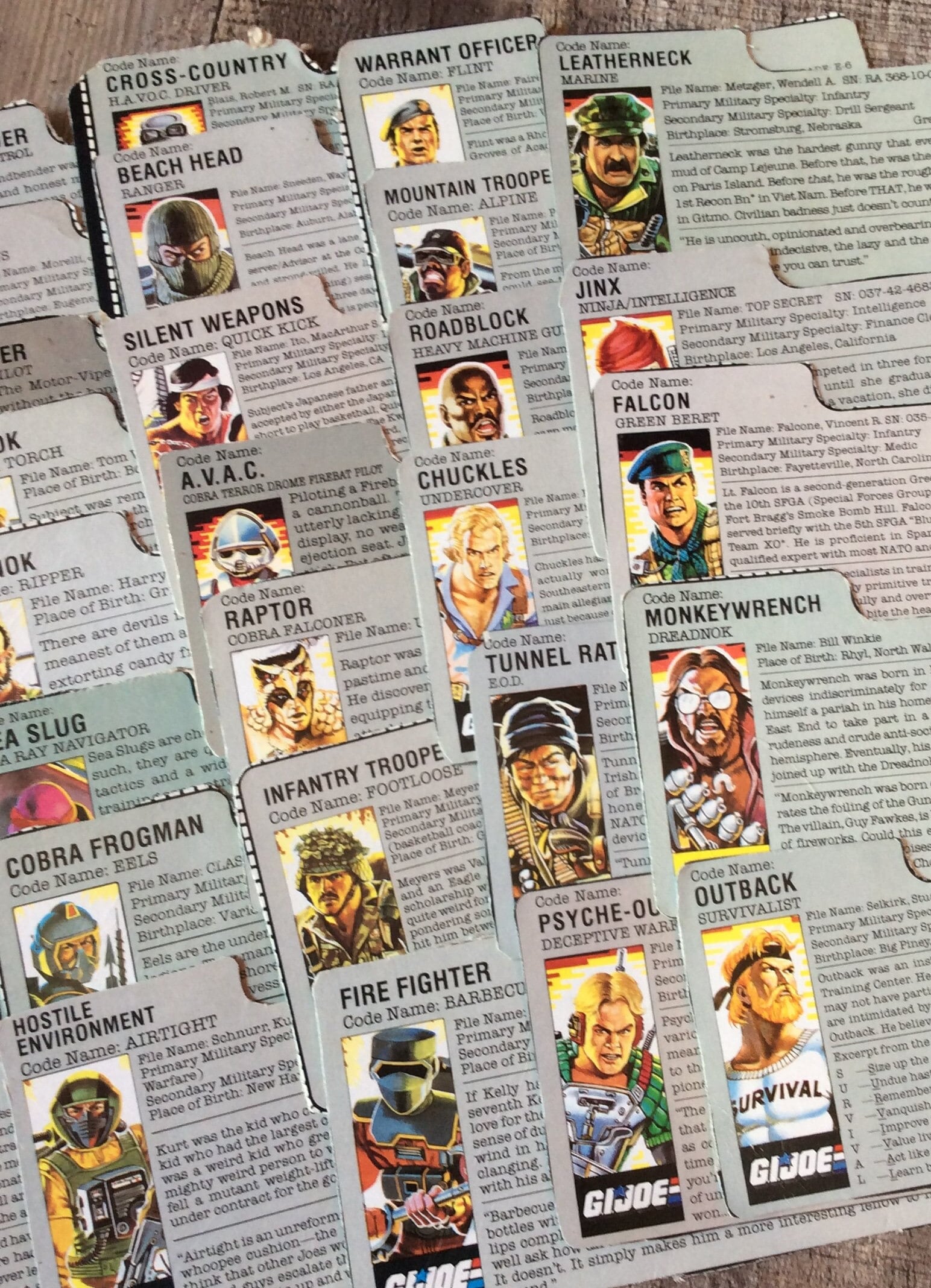 Vintage GI Joe File Cards, Lot of GI Joe Fact Cards 1980's, Vintage GI ...