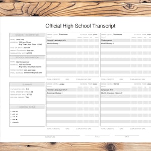 Homeschool Transcript, Report Cards, and Diploma Printable College ...