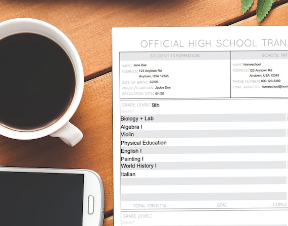 Homeschool Transcript EDITABLE Printable Homeschool Supplies - Etsy